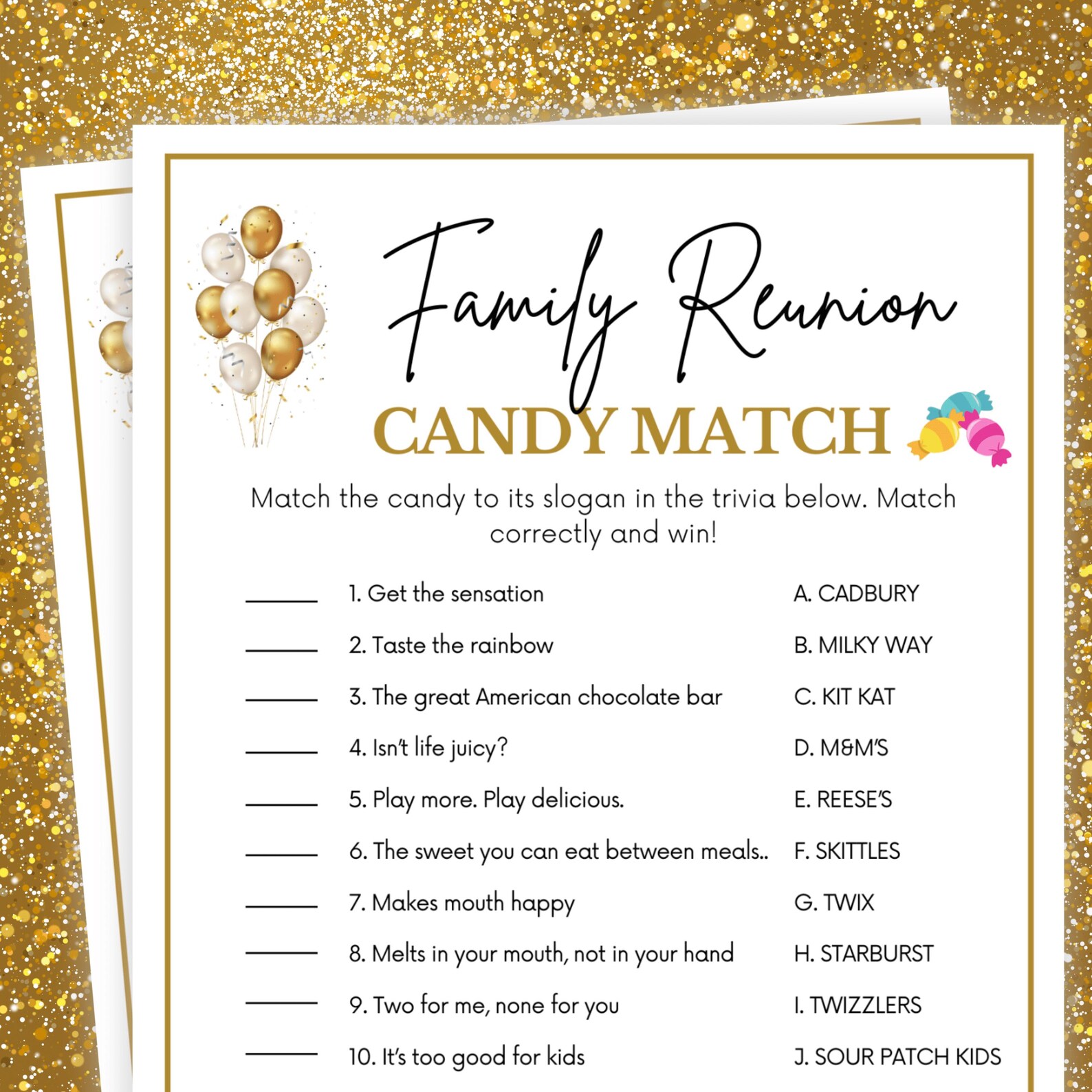 Family Reunion Games, Candy Trivia, Family Party Games, Family Games ...