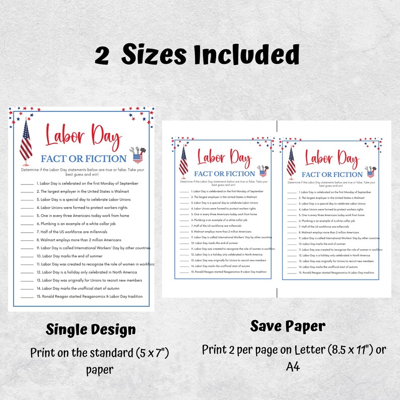 Labor Day Games, Fact or Fiction, Labor Day Party Games, Memorial Day ...