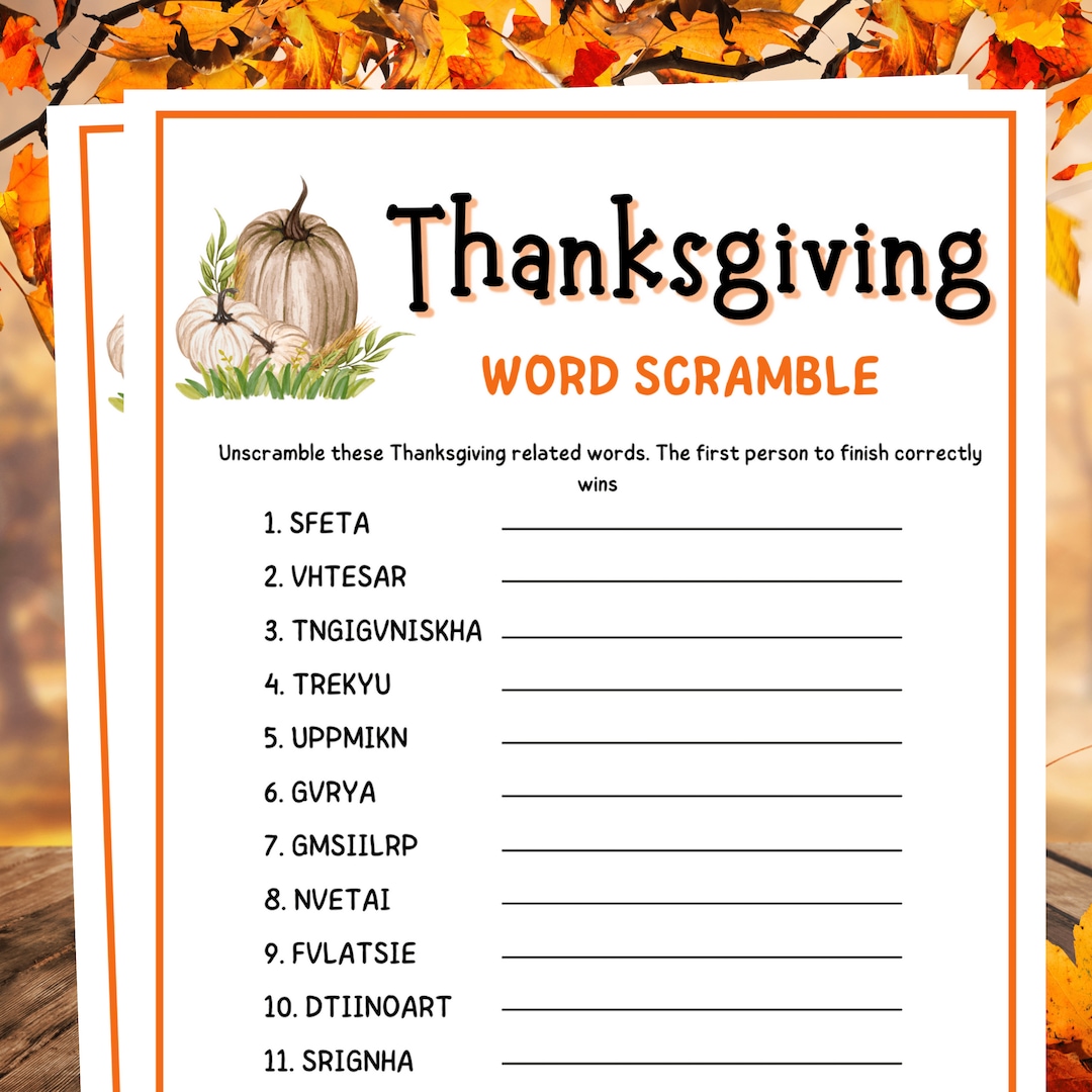 Thanksgiving Word Scramble Thanksgiving Games Printable Thanksgiving ...