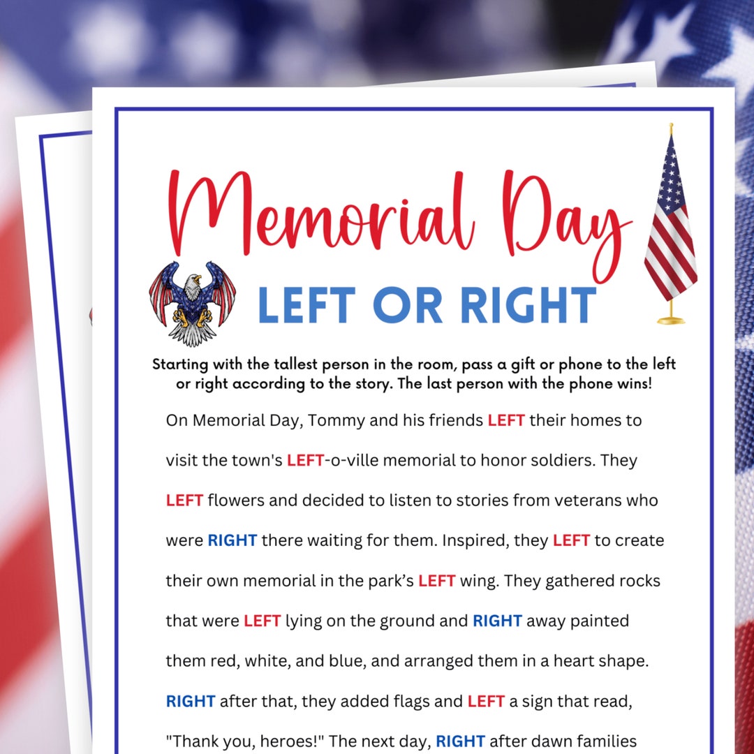 Memorial Day Games, Left or Right, Bedtime Story, Memorial Day Party ...
