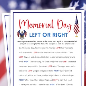 Memorial Day Games, Left or Right, Bedtime Story, Memorial Day Party ...