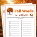 Fall Games, A to Z Word Race, Fall Games for Kids, Adults, Fall Party ...