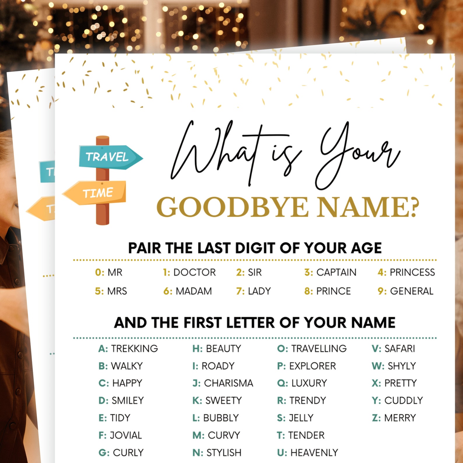 Going Away Party Games, What's Your Goodbye Name, Going Away Games ...