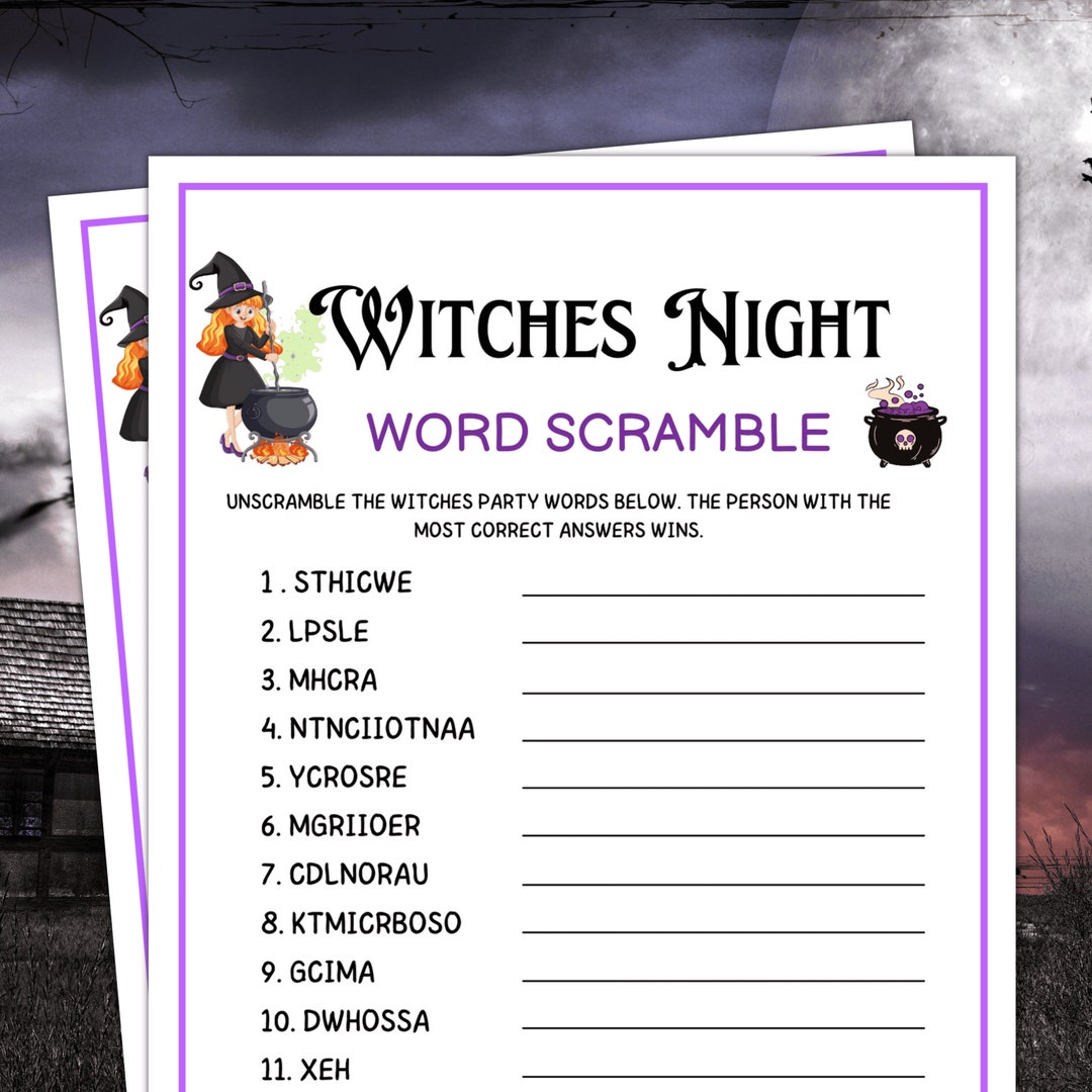 Witches Night Out Games, Witches Night Word Scramble, Witches Girls ...