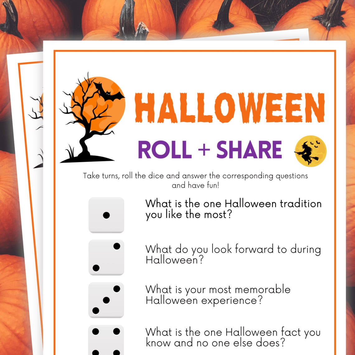 Halloween Games, Halloween Dice, Roll and Share Dice Game, Halloween ...