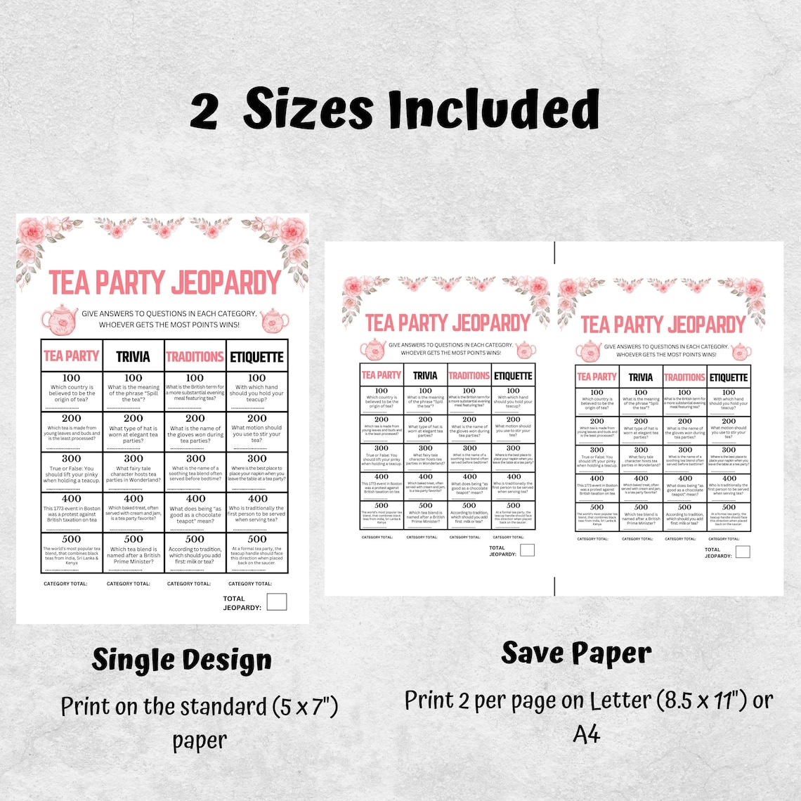 Tea Party Games, Jeopardy, Tea Party Trivia, Ladies Tea Party Games ...