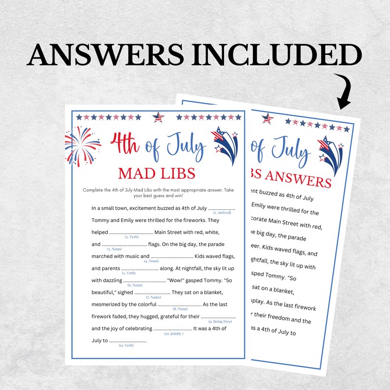 4th of July Games, Madlibs, 4th of July Party Games, Patriotic Games ...
