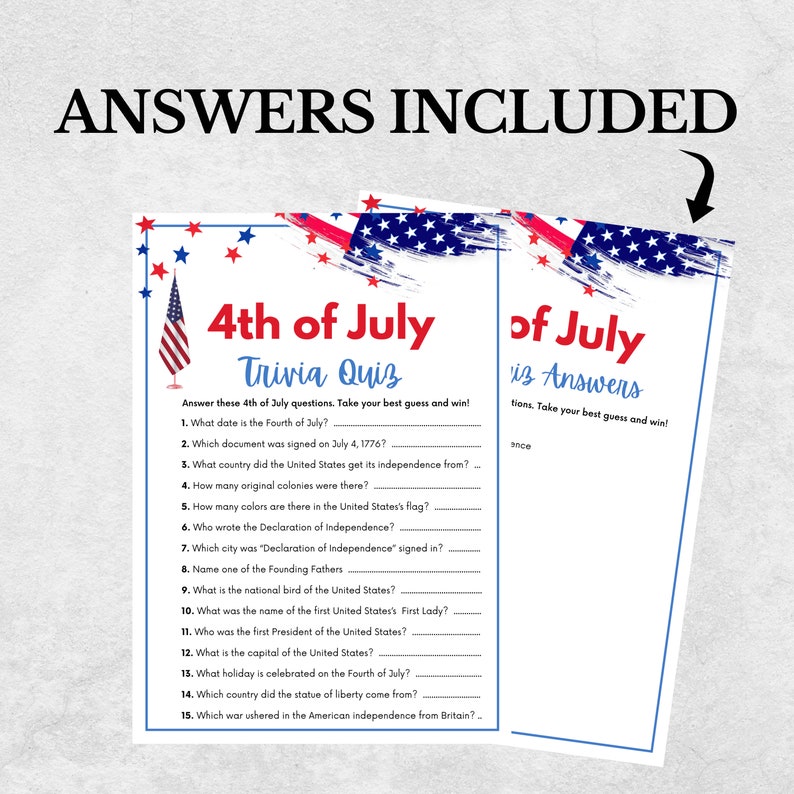 4th of July Games, Trivia Quiz, 4th of July Trivia, Patriotic Games ...