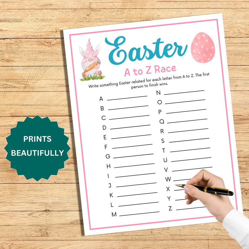 Easter Games, Easter A to Z Word Race, Printable A-Z Race, Easter ...
