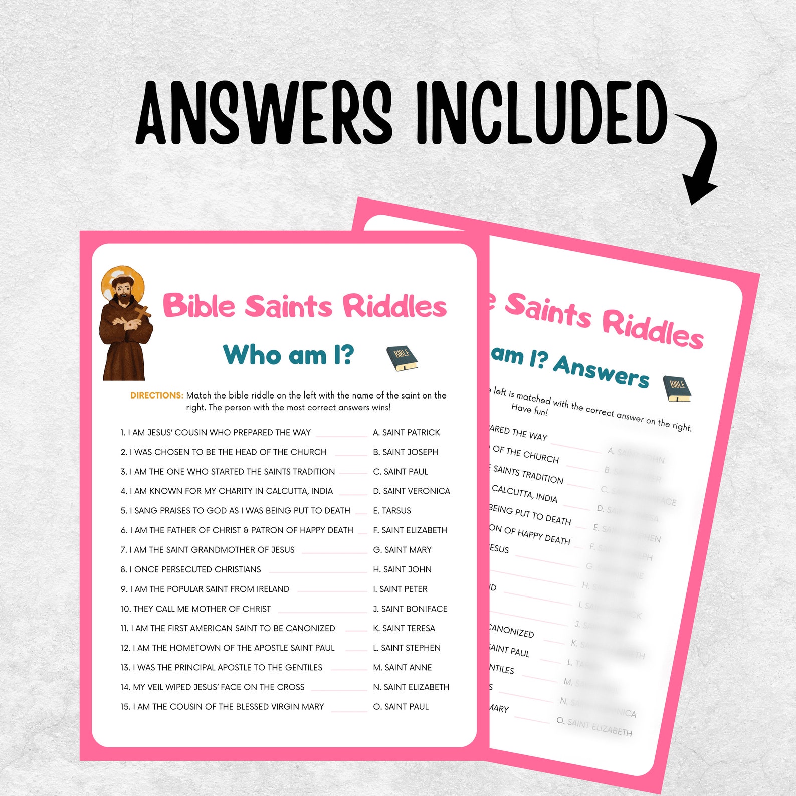 Bible Games, Who Am I, Bible Saints Games, All Saints Day Games, Bible ...