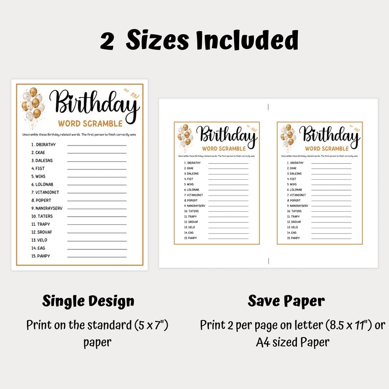 Birthday Games, Word Scramble, Birthday Party Games, Birthday Word ...