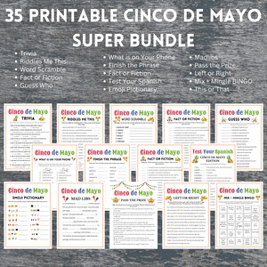 Cinco De Mayo Games Bundle, 35 Game SUPER Bundle, Cinco De Mayo Party ...