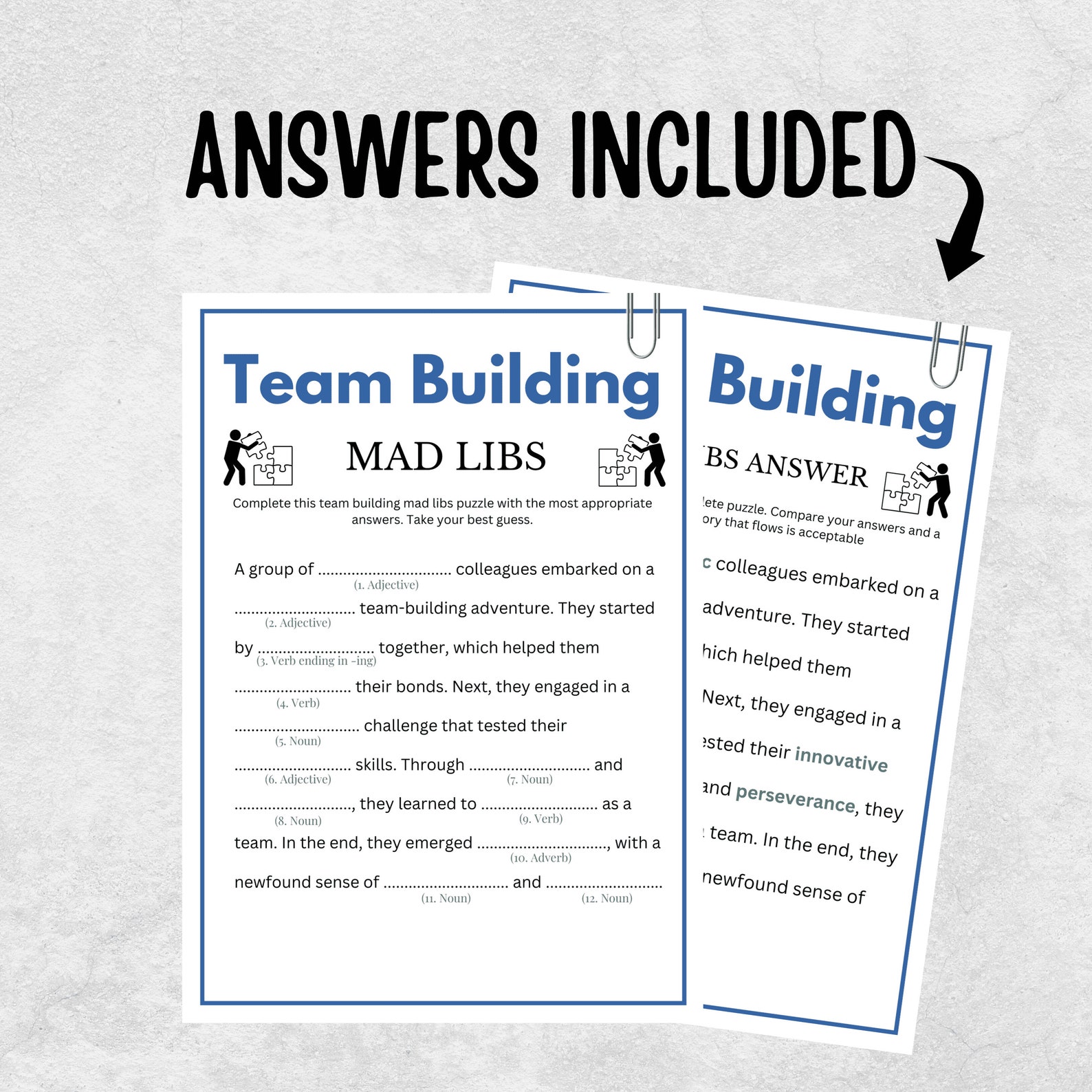 Team Building Games, Mad Libs, Puzzle, Story Game, Team Building ...