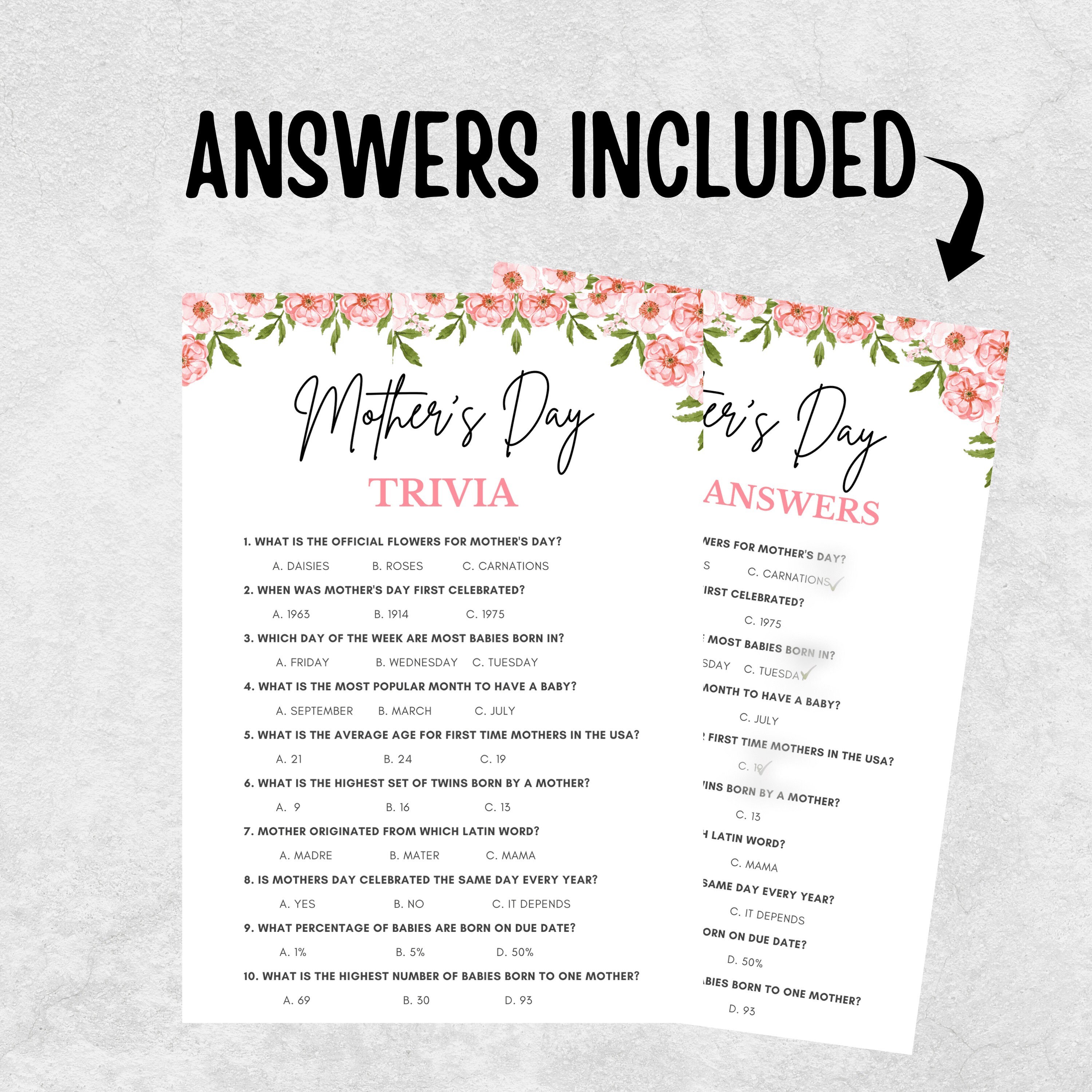 Mothers Day Games, Mother's Day Trivia, Games for Mom, Games for Her ...
