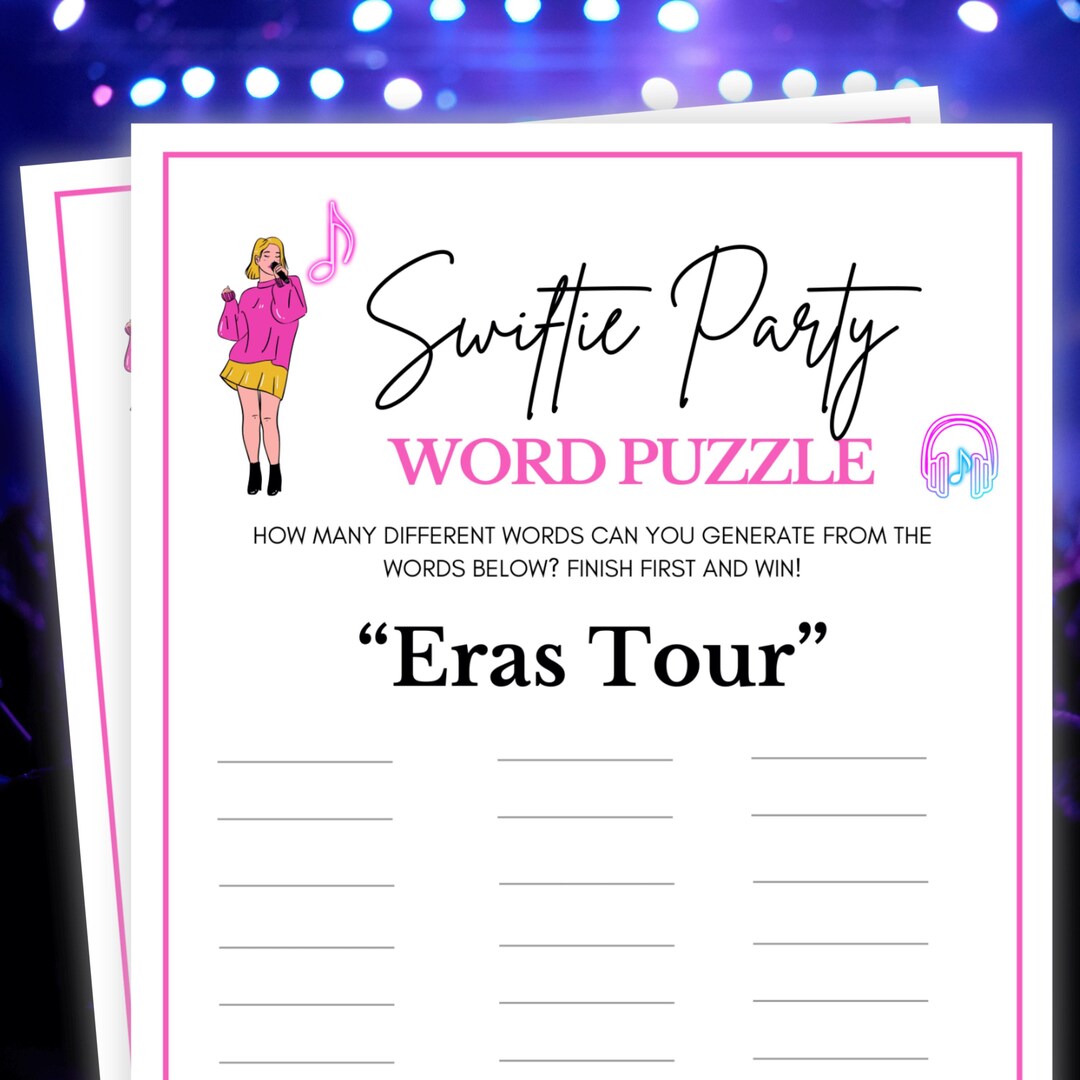 Swiftie Party Games, Word Puzzle, Taylor Swift Party Games, Swiftie ...