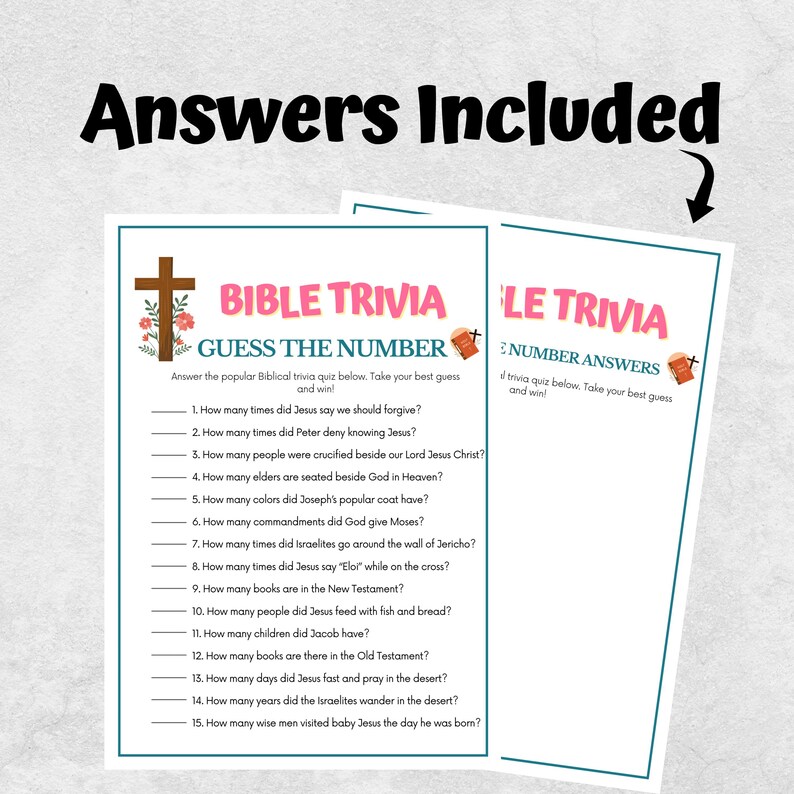 Bible Trivia, Guess the Number, Bible Games, Bible Study Games, Bible ...