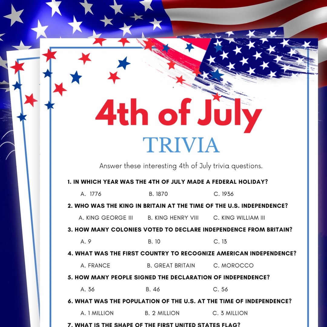 4th of July Trivia, Patriotic Games, 4th of July Games, Independence ...