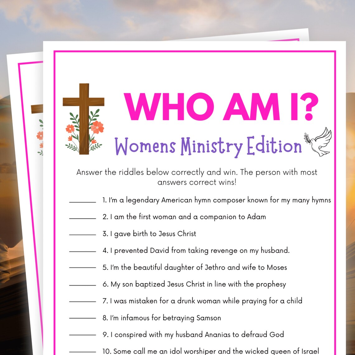 Womens Ministry Riddles, Who Am I, Women's Ministry Games, Womens ...