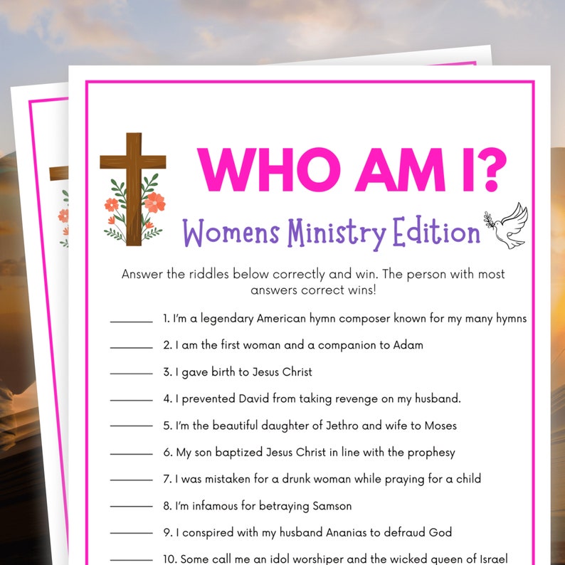 Womens Ministry Riddles, Who Am I, Women's Ministry Games, Womens ...