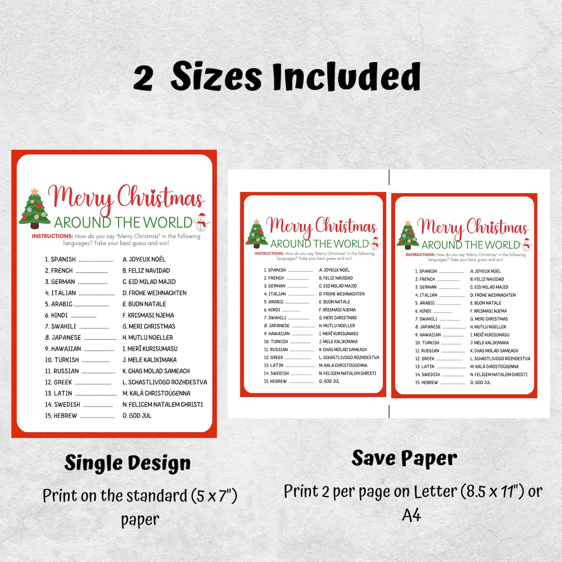 Christmas Games, Merry Christmas Around the World, Printable Christmas ...