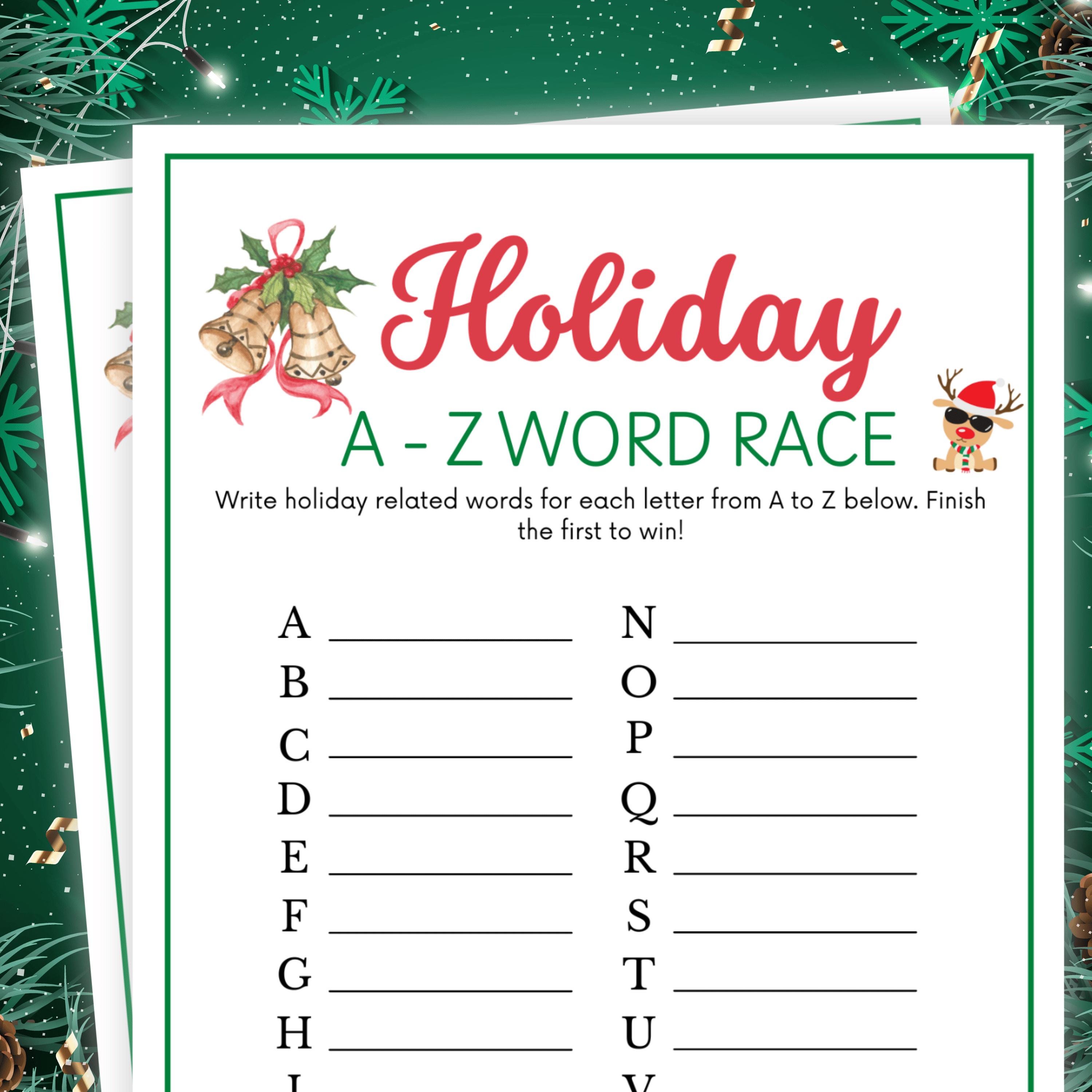 Holiday Office Party Games, A to Z Word Race, Office Holiday Games ...