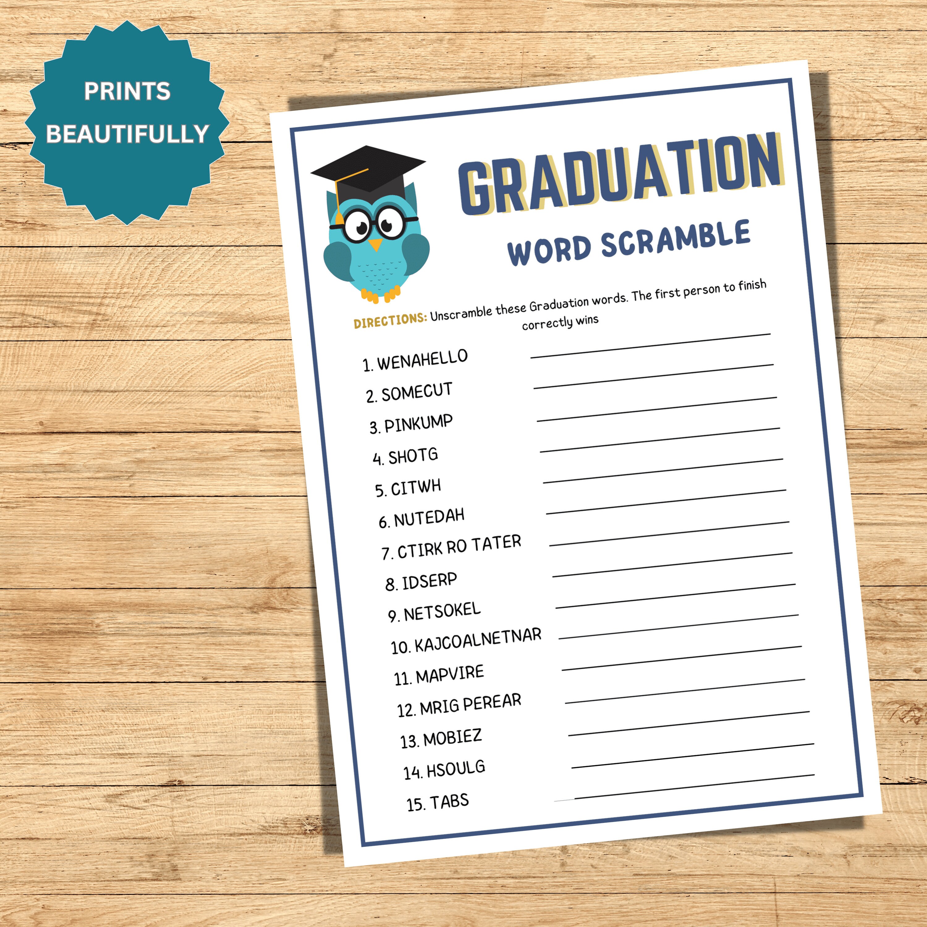 Graduation Party Games, Graduation Word Scramble, Graduation Games ...