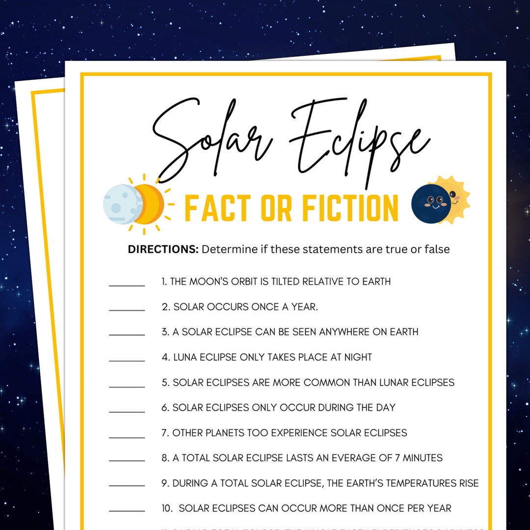 Solar Eclipse Games, Fact or Fiction Trivia, Eclipse Games for Kids and ...