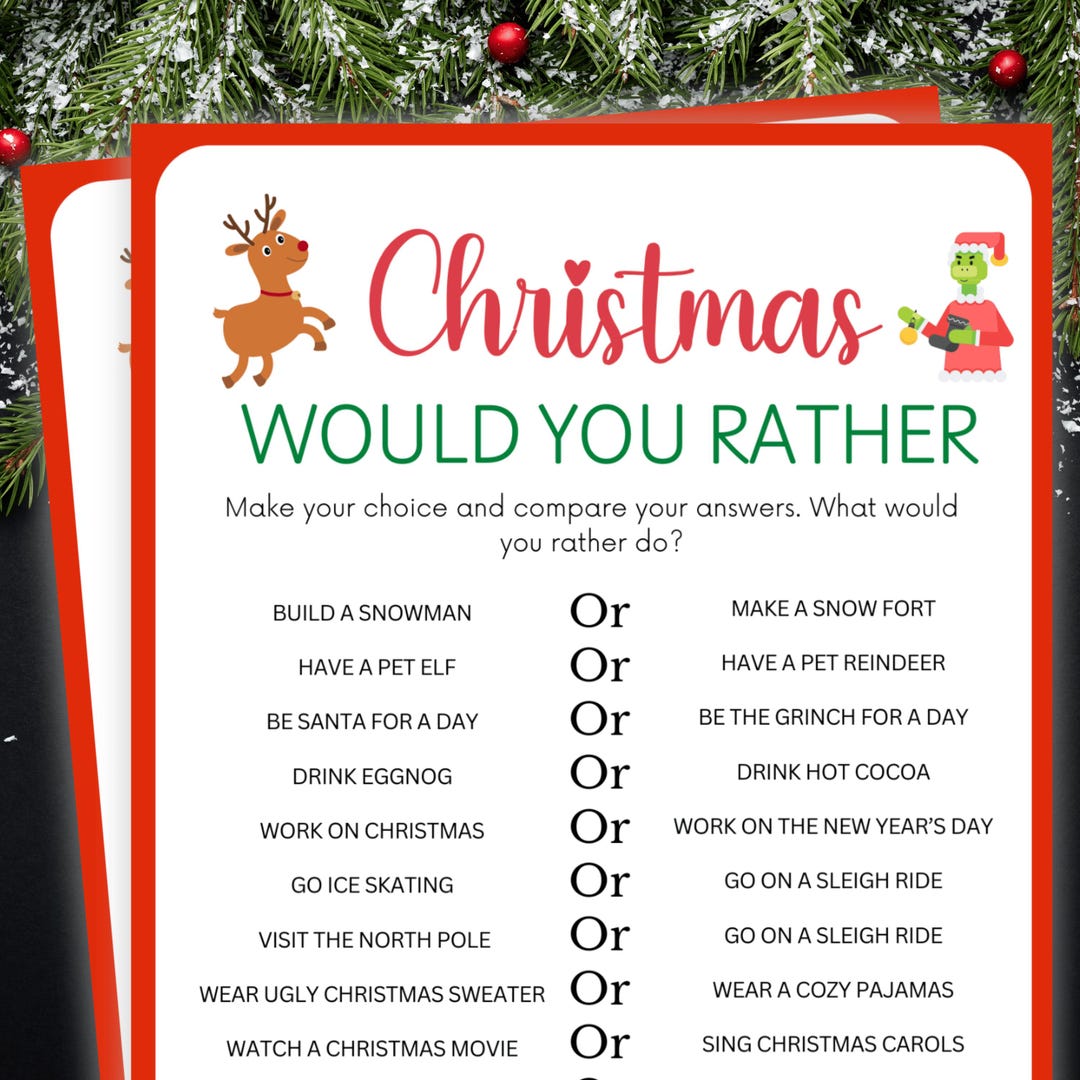Christmas Games, Would You Rather, Christmas Party Game, Holiday Games ...