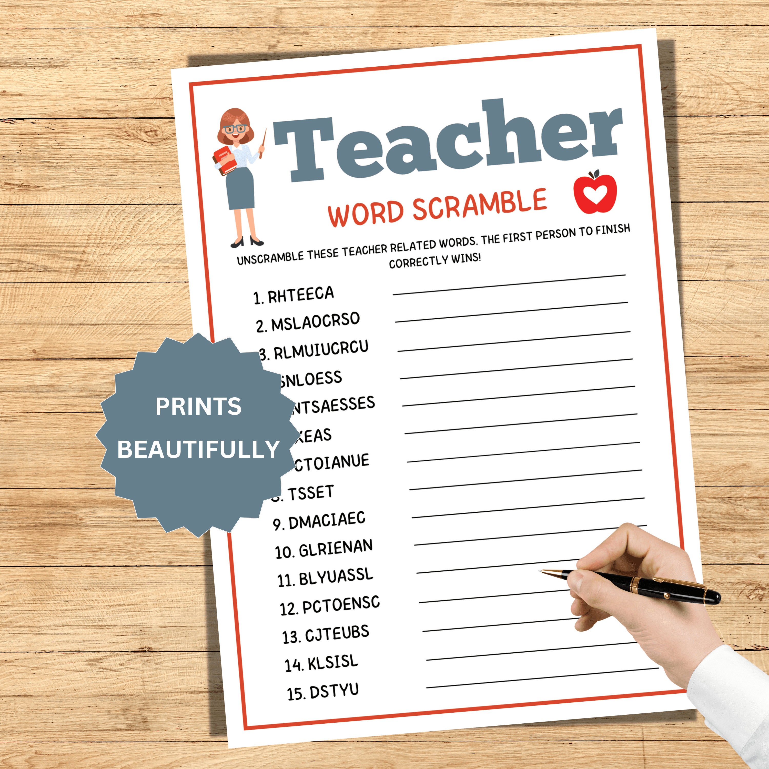 Teacher Party Games, Teacher Word Scramble, Teacher Retirement Party ...