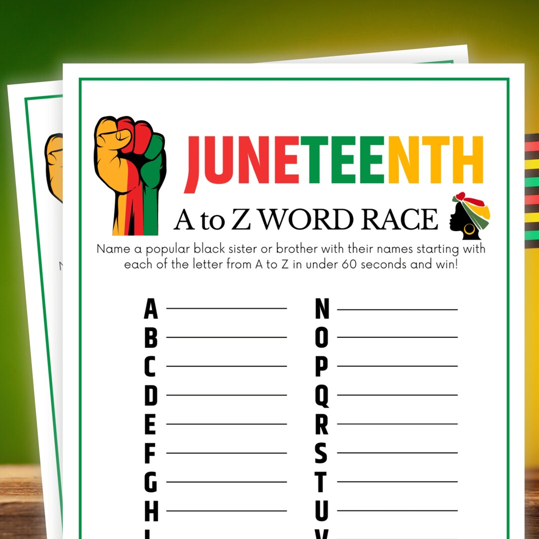 Juneteenth Games, A to Z Word Race, Juneteenth Party Games, Black ...