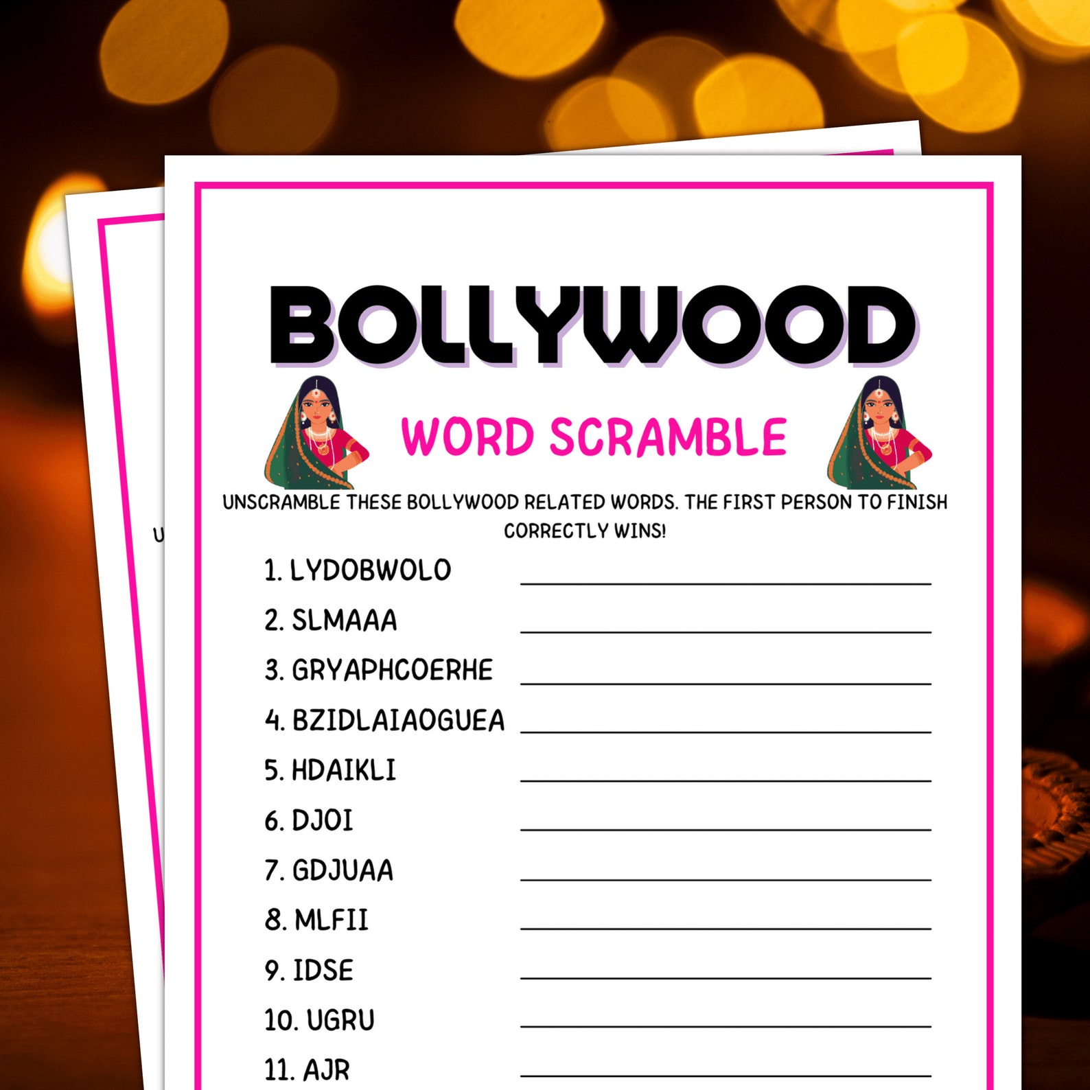Bollywood Games, Bollywood Word Scramble, Bollywood Party Games, Printable Desi Party Games - Etsy