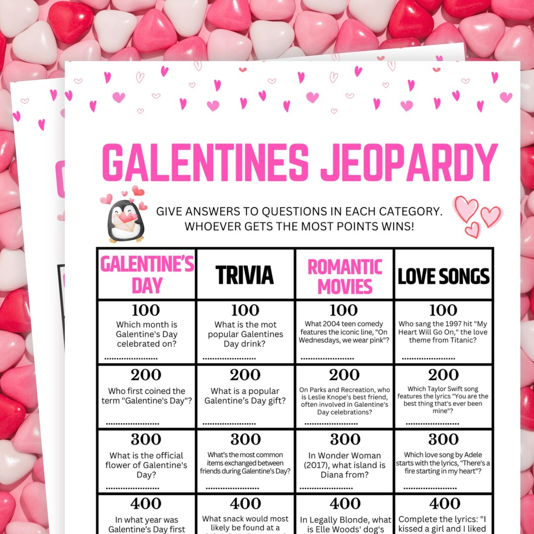 Galentines Trivia, Jeopardy, Galentines Games, Galentines Day Games ...