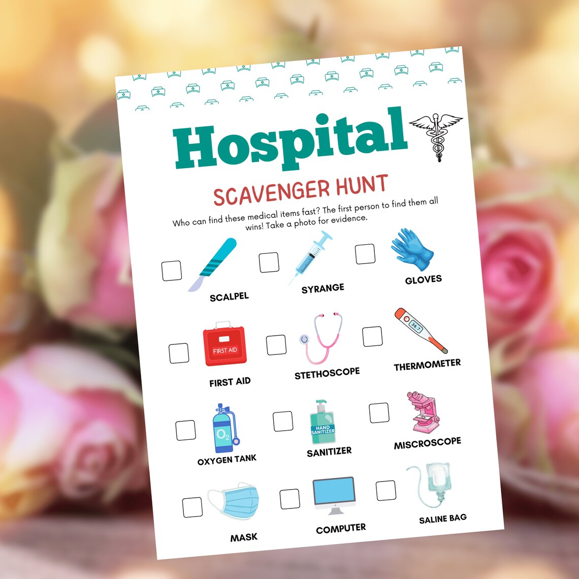 Nurse Games, Hospital Scavenger Hunt, Medical Games, Nurse Party Games ...
