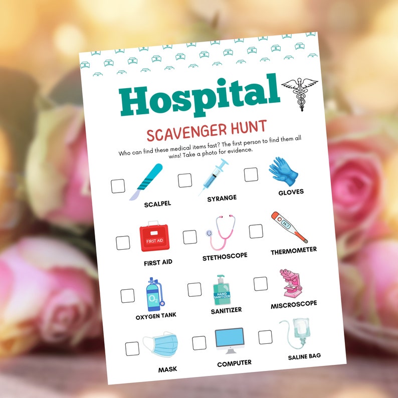 Nurse Games, Hospital Scavenger Hunt, Medical Games, Nurse Party Games ...