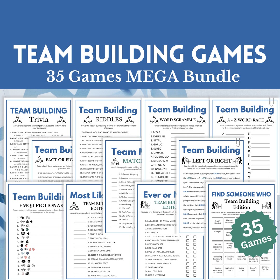 Team Building Games Bundle, 35 Game MEGA Bundle, Party Games for ...