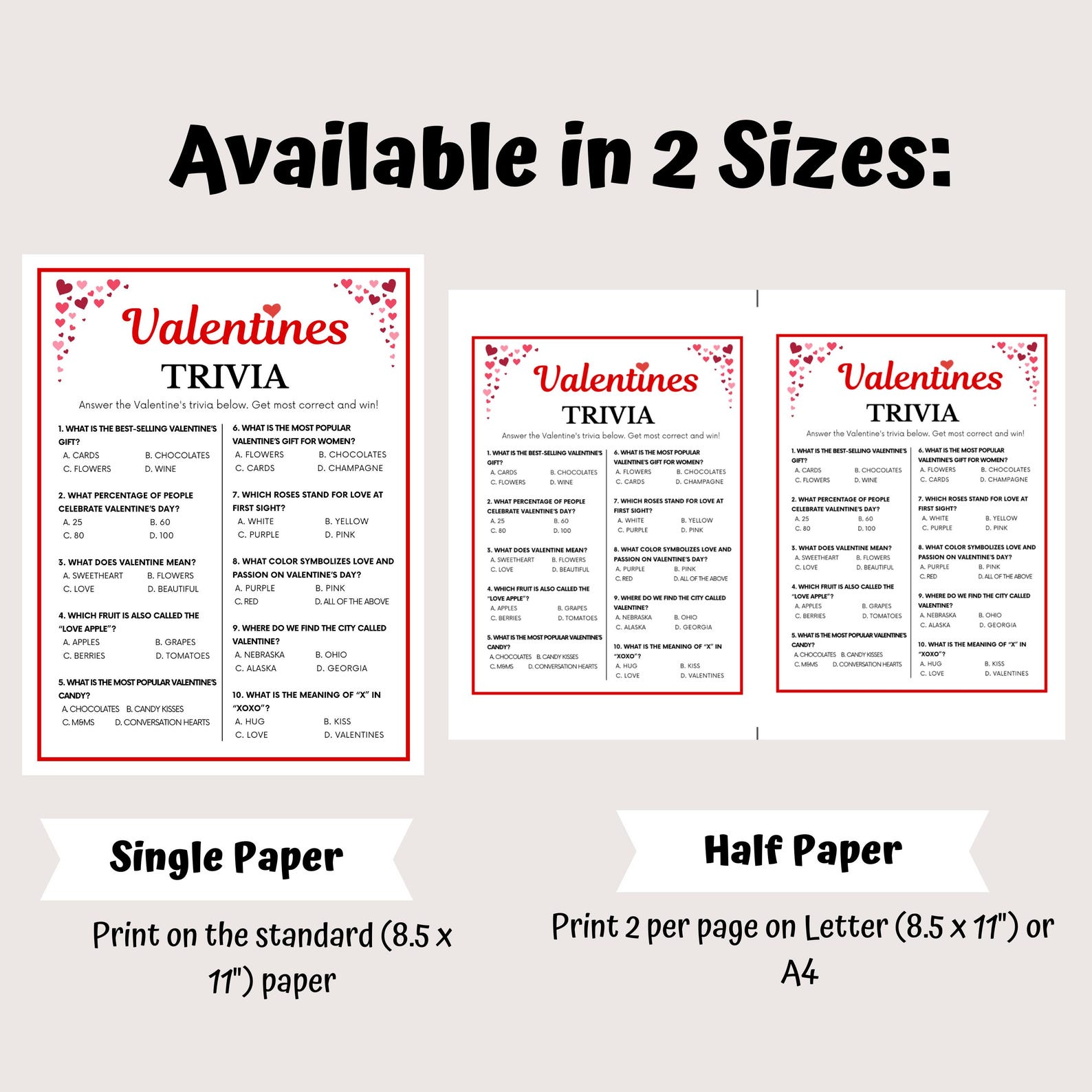 Valentines Day Trivia Bundle Game, Fun Valentines Day Games, Printable ...