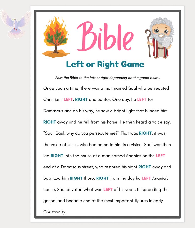 Bible Games, Left or Right Bible Game, Womens Ministry Games, Bible ...