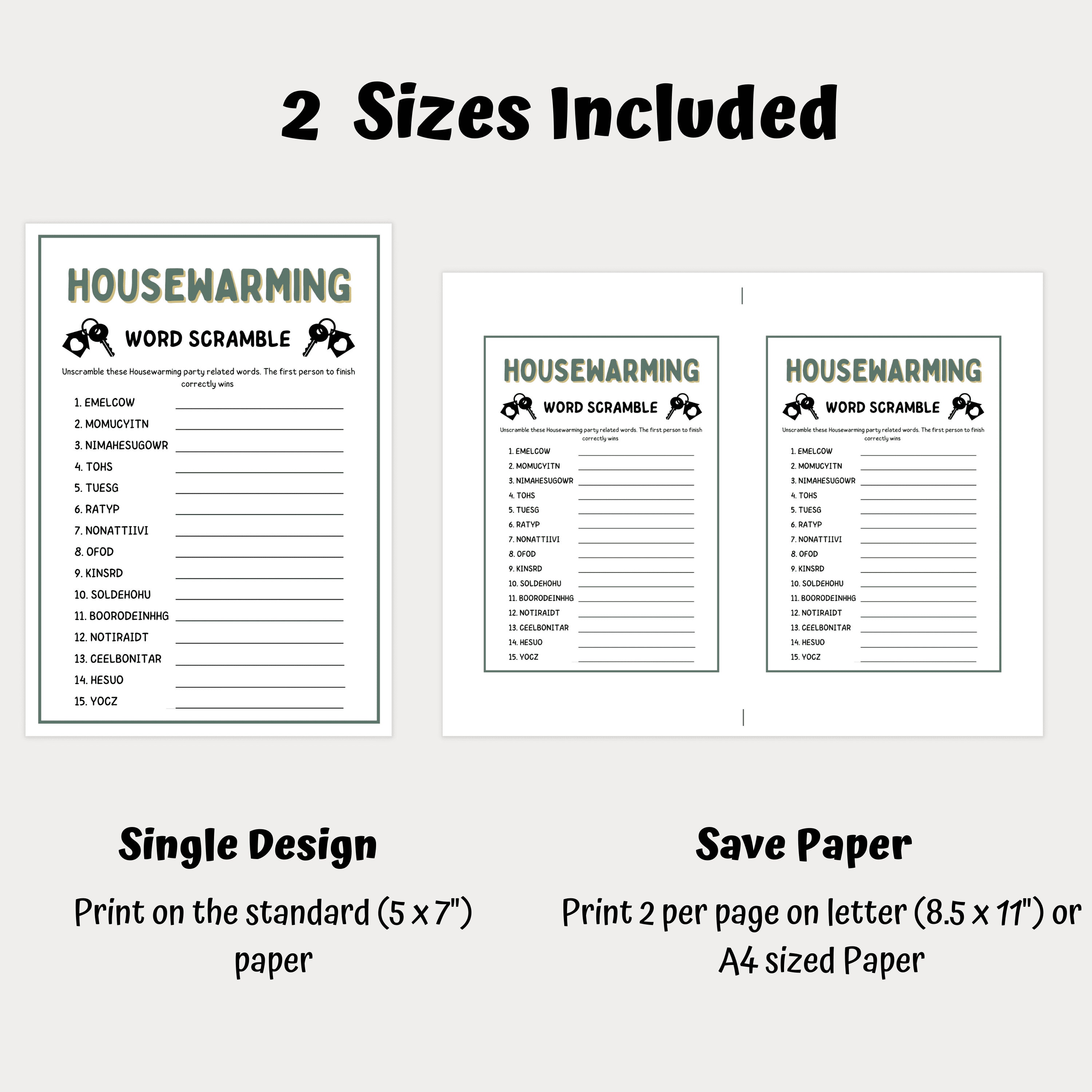 Housewarming Party Word Scramble, House Warming Party Games, Printable ...