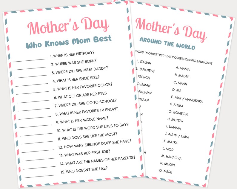 Mothers Day Games, Mother's Day Games Bundle, Mother's Day Party Games ...