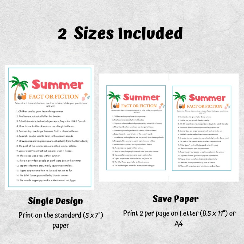 Summer Trivia, Fact or Fiction, Summer Games, Summer Party Games for ...