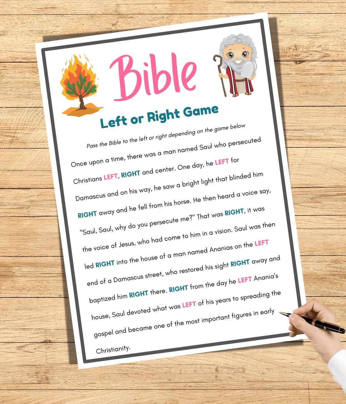 Bible Games, Left or Right Bible Game, Womens Ministry Games, Bible ...