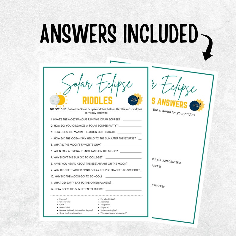 Solar Eclipse Games, Riddles, Solar Eclipse Party Games, Party Games ...