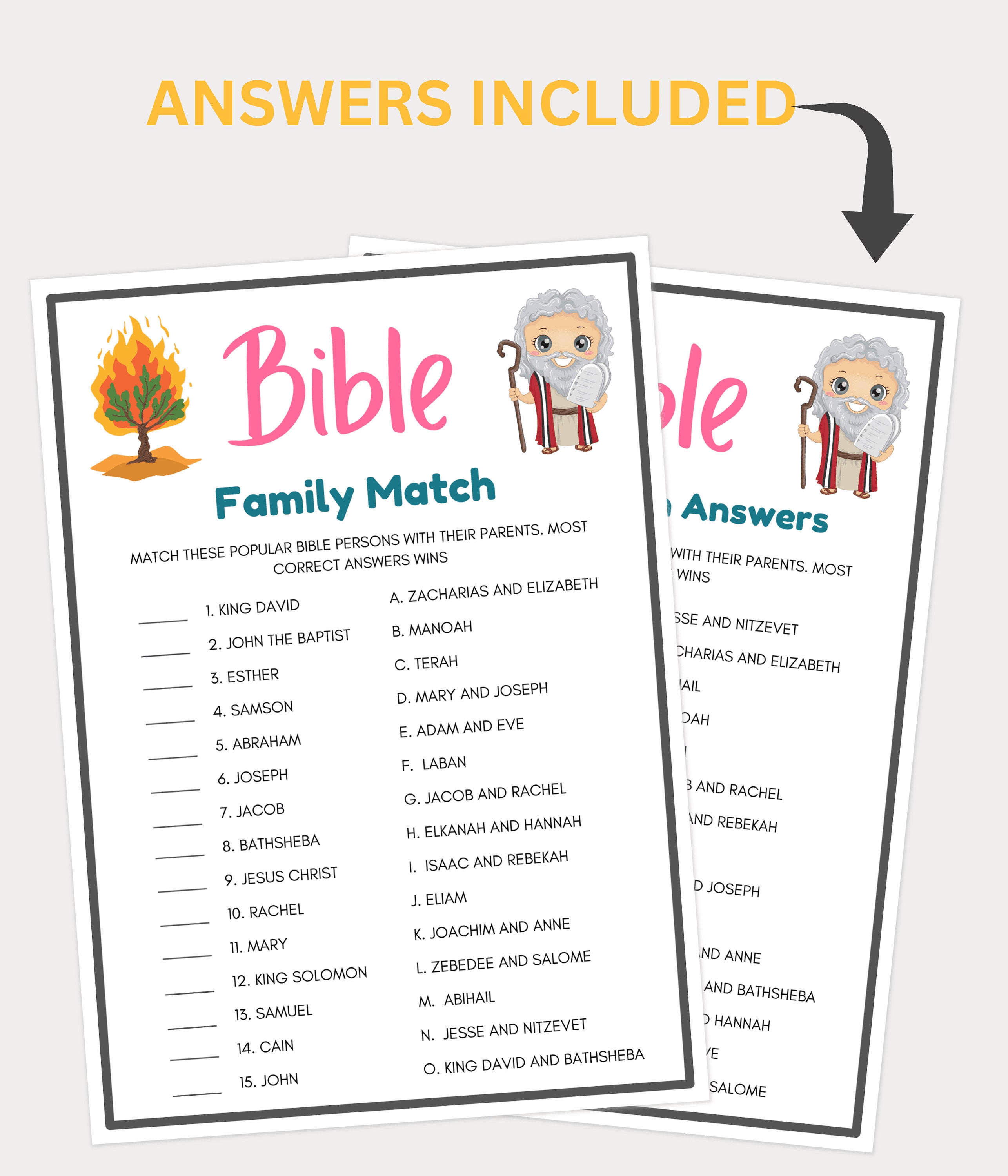 Bible Games, Bible Family Match Game, Bible Games Printable, Womens ...