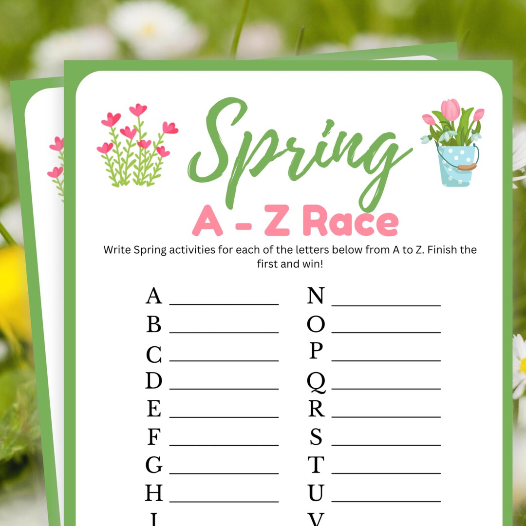 Spring Games, A to Z Word Race, Spring Party Games, Springtime Games ...