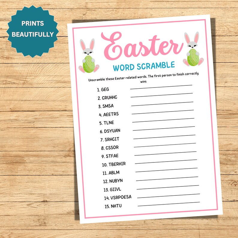 Easter Word Scramble Easter Games Printable Easter Party Games for Kids ...