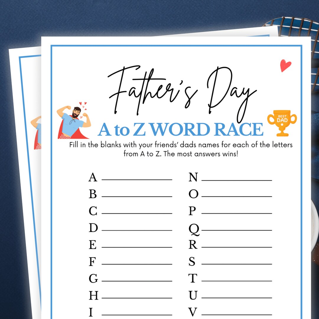 Party, Fathers Day Games, Fathers Day A to Z Word Race, Fathers Day for ...