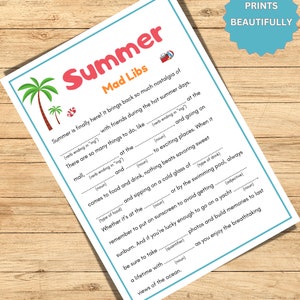 Summer Mad Libs, Summer Games, Summer Games for Kids, Summertime Games ...