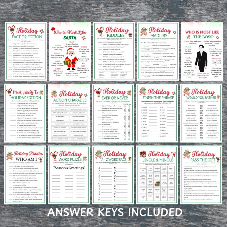 Holiday Office Games, 50 Game MEGA Bundle, Holiday Office Party Games ...