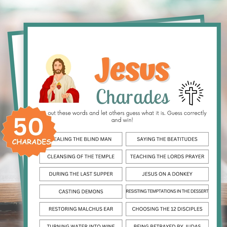 Printable Jesus Charades, Bible Games for Kids and Adults, Sunday ...