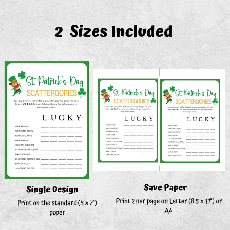 St Patricks Day Scattergories, St Patricks Day Games, St. Patrick's Day ...